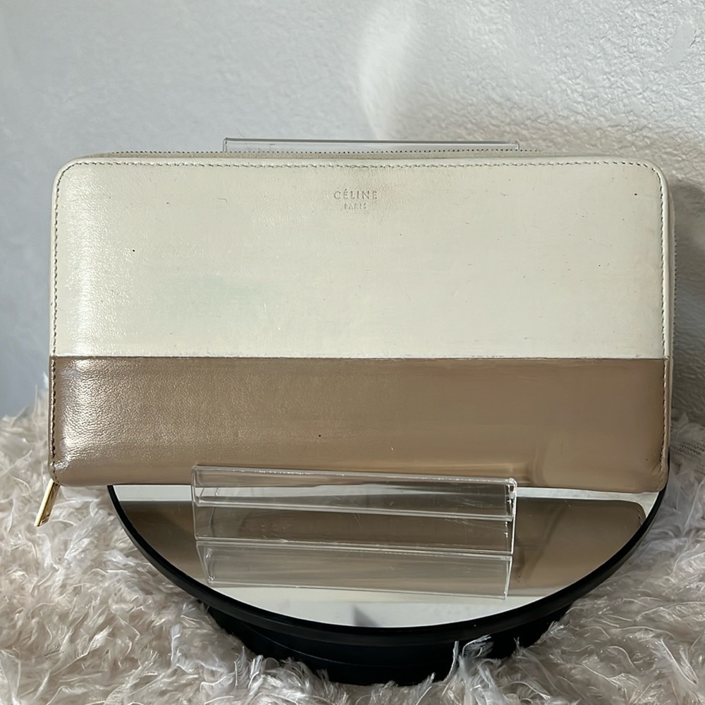 Authentic Celine Zip Around Long Wallet Beige And Cre… - Gem